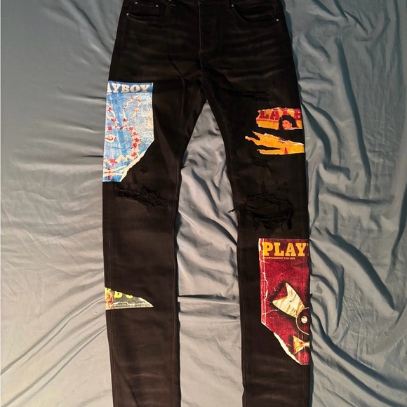 AMIRI | Jeans | Amiri Black Jeans With Colorful Graphic Patches | Poshmark